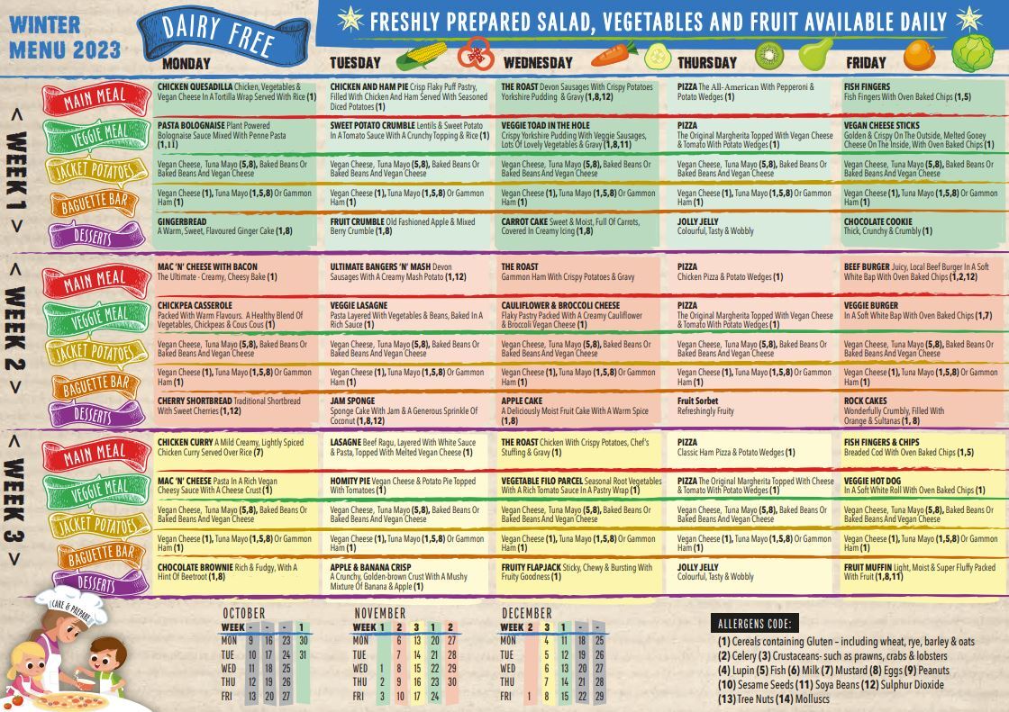 School Meals & Menus - Upton St James Church of England Primary School